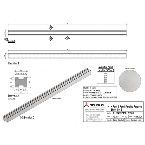 Concrete H-Post | Double L Concrete & Granite Products – Double L Ireland