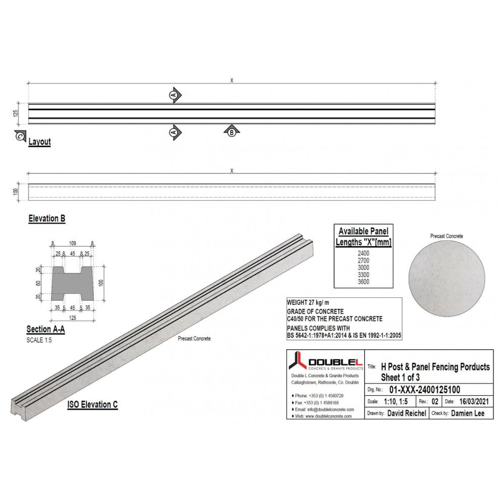Concrete H-Post | Double L Concrete & Granite Products – Double L Ireland