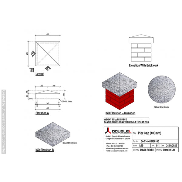 Natural Granite Apex Pier Caps | Precast Pier Cap – Double L Ireland